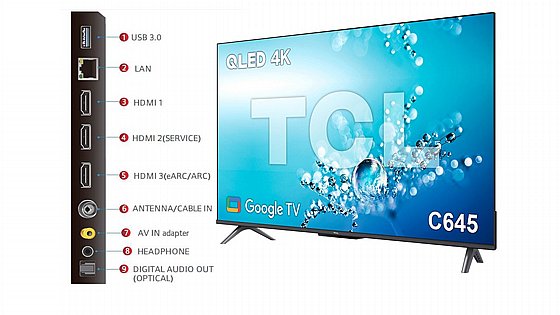 טלוויזיה 65'' QLED טיסיאל TCL 65C645 סמארט 4K | מסכי טלויזיה | דיילי סייל